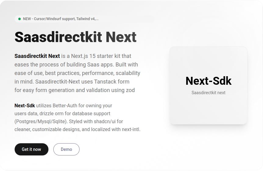Next-saas-sdk Dashboard
